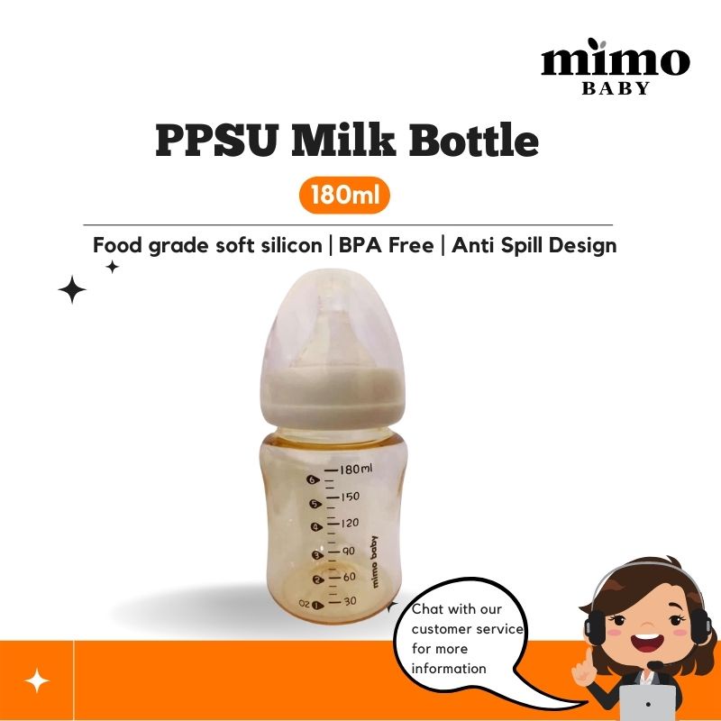 Mimo Baby PPSU wide neck bottle 180ml | Shopee Malaysia