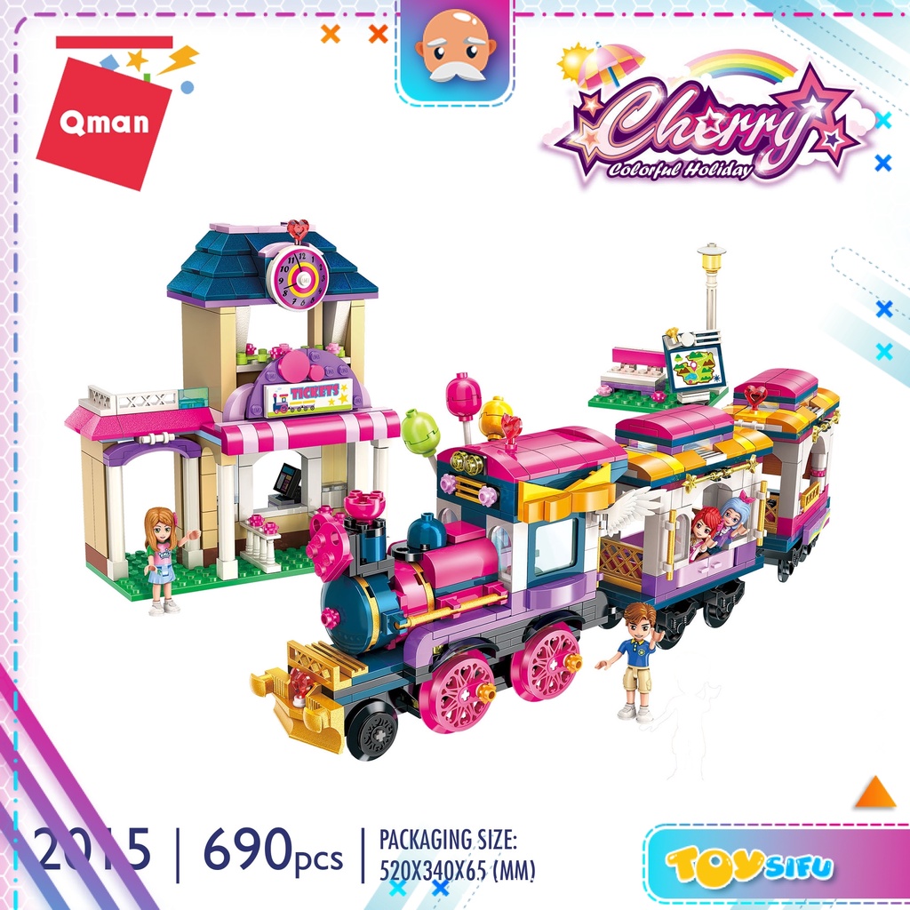 TOYSIFU Qman Enlighten 2015 Cherry Train Station Theme Park Block Girl ...