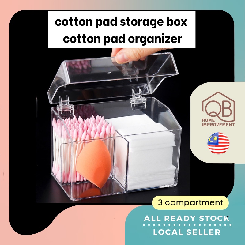 Acrylic Cotton Pad Organizer Container With Cover Cotton Bud Swab ...