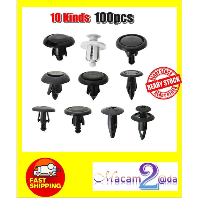 🌟Ready Stock🌟 100pcs Car Universal Accessery Screw Rivets Set Auto ...