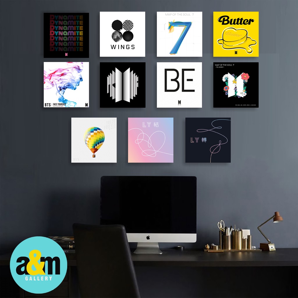 HIASAN DINDING KAYU Poster Wood ALBUM COVER BTS Size 20x20cm I Wall ...