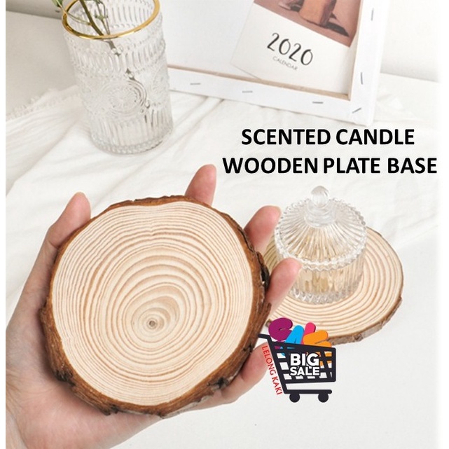 Natural Candle Base Scented Candle Plate Pine Wood Base Wooden Base ...
