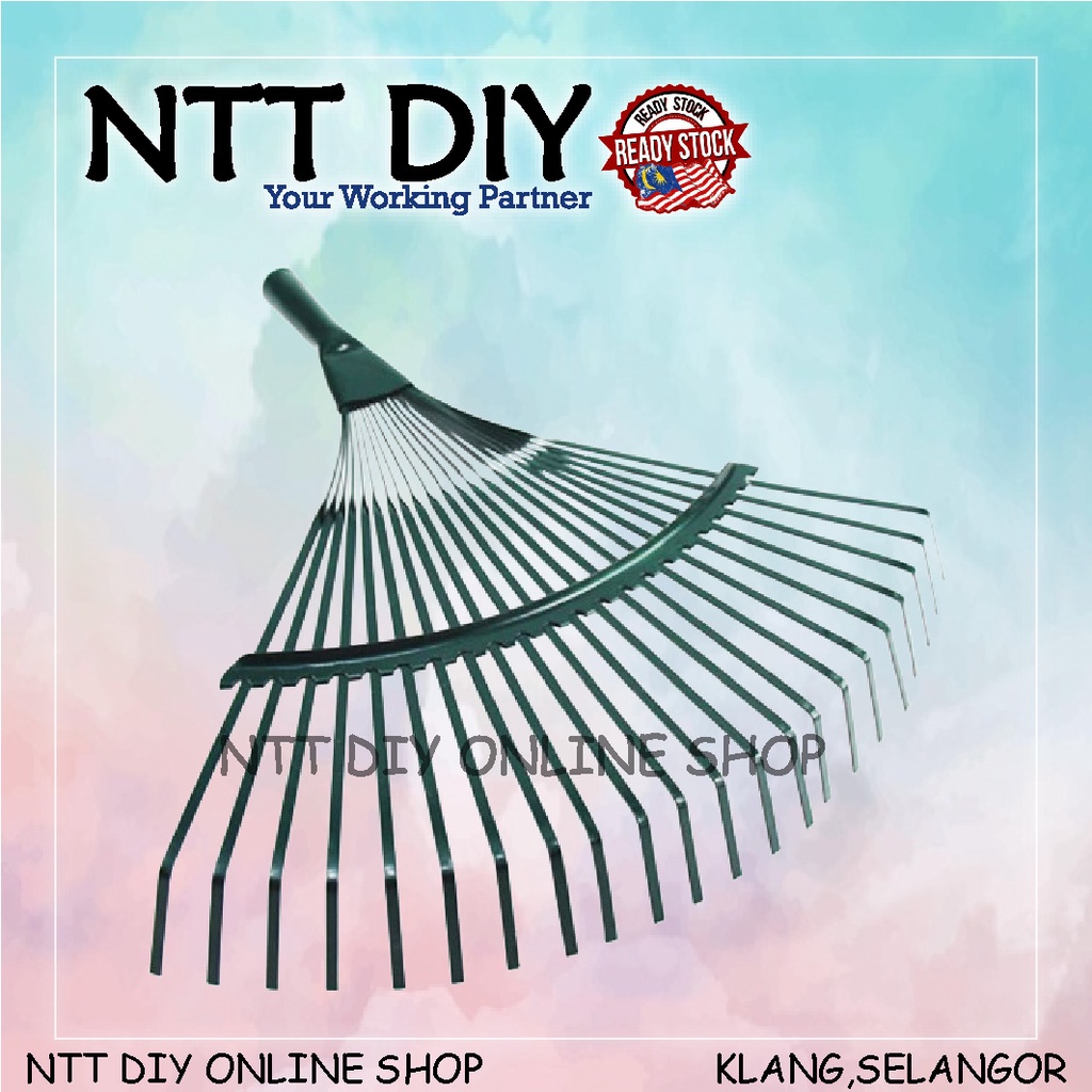 NTT DIY 22 Teeth Metal Grass Rake / Leaf Rake [ Ready Stock ] | Shopee ...