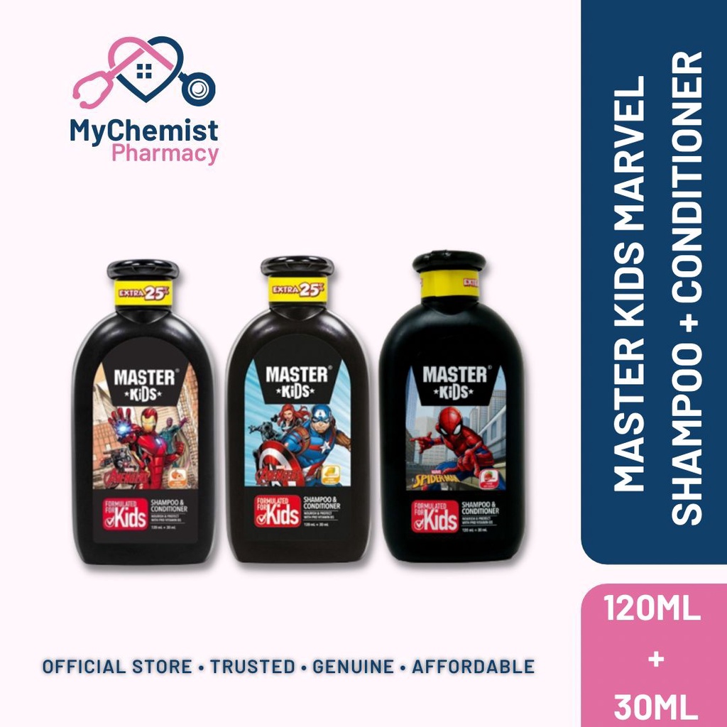 Master Kids Shampoo & Conditioner 120ml (Iron Man / Spiderman / Captain ...