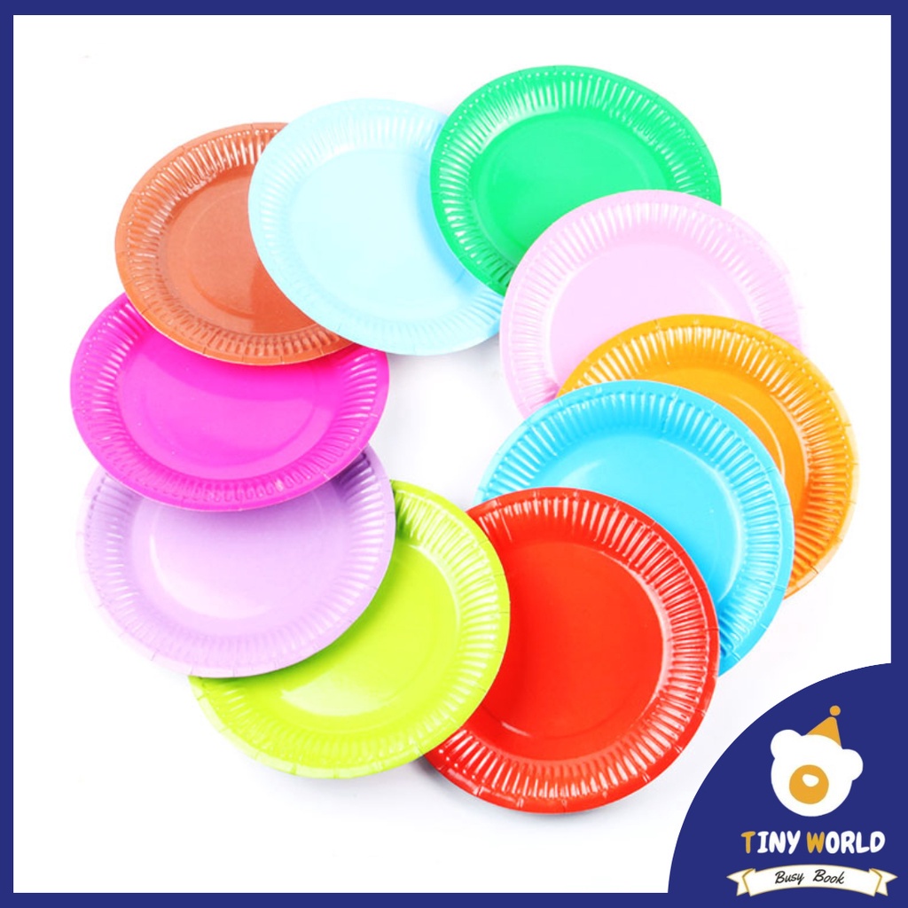 10pcs DIY Handcraft Colorful Disposable Paper Tray Paper Plate 一次性纸盘 ...