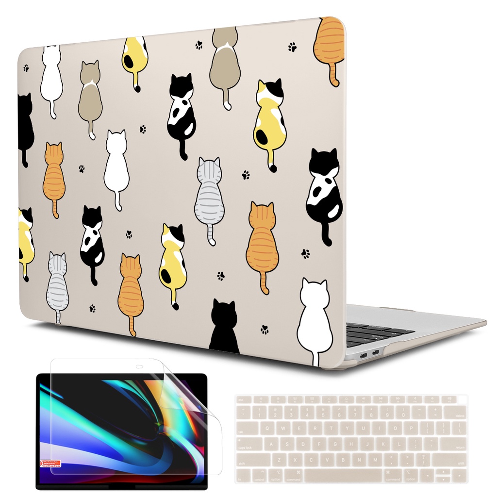 Cute Cat Print Case For MacBook 2025 M3 M4 M2 M1 Chip A3240 A3113 A2681 ...