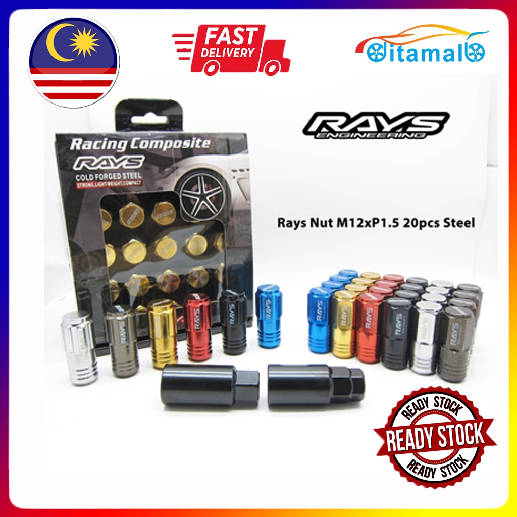 JITAMALL_ (LONG-50mm) RAYS Tyre Racing Nut Steel Wheel Nut (M12 x 1.50 ...