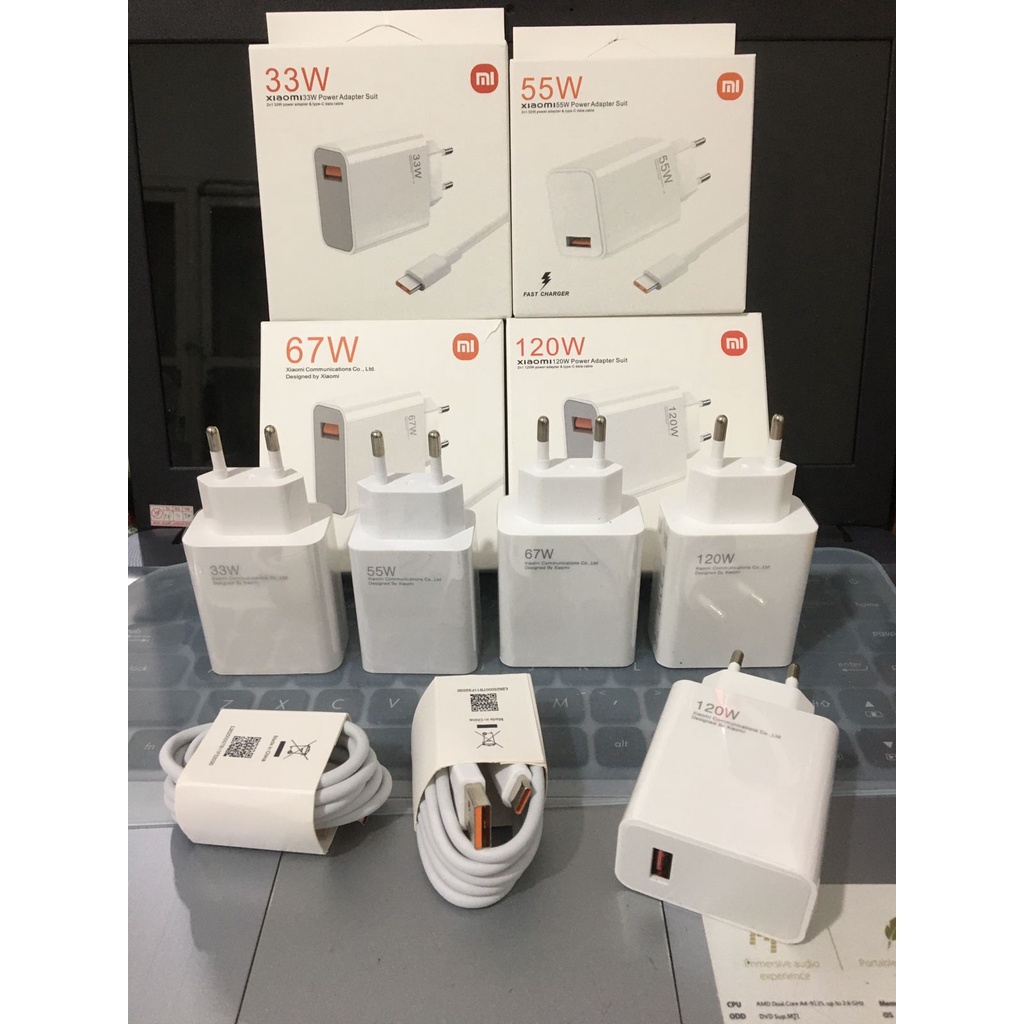 Original xiaomi Charger 67W / 33W / 55W / 120W / type C mi turbo fast charging original product ...