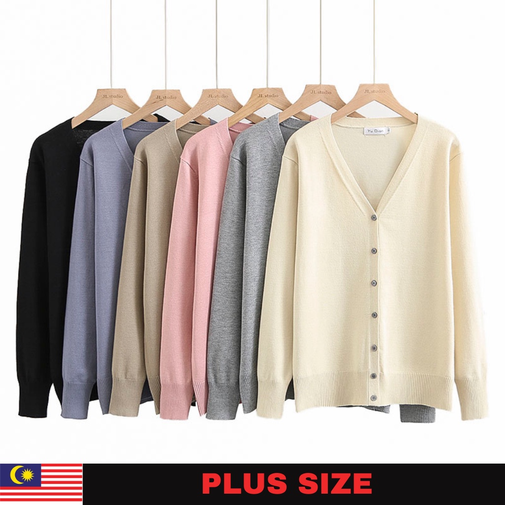 Kadeeja Plus Size Plain Basic Cardigan | Shopee Malaysia