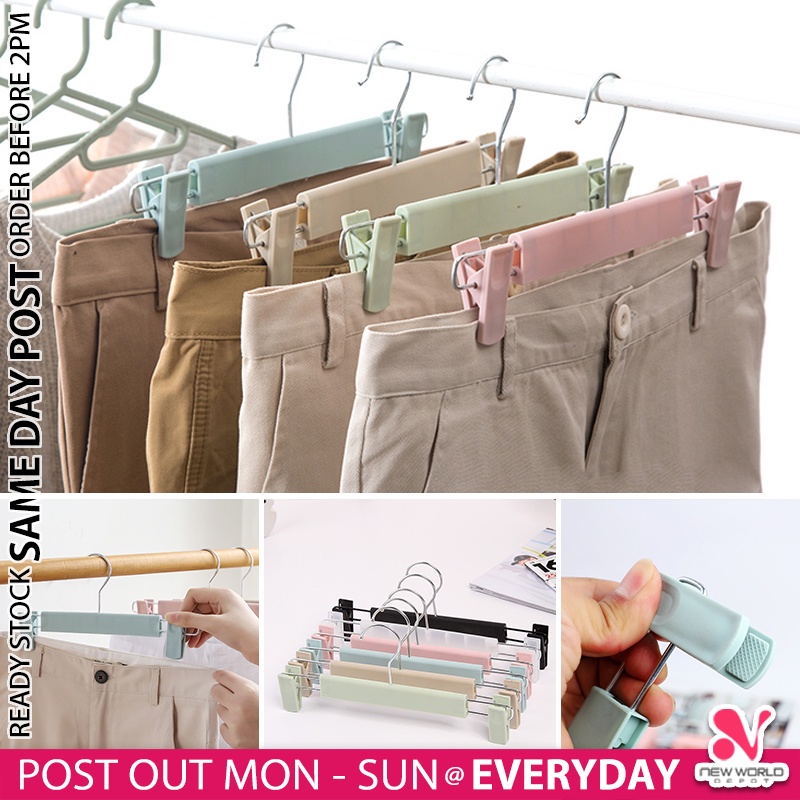 𝗡𝗢𝗡 𝗦𝗟𝗜𝗣 𝗖𝗟𝗜𝗣 》360° Swivel Plastic Hook Pant Skirts Hanger Wardrobe ...