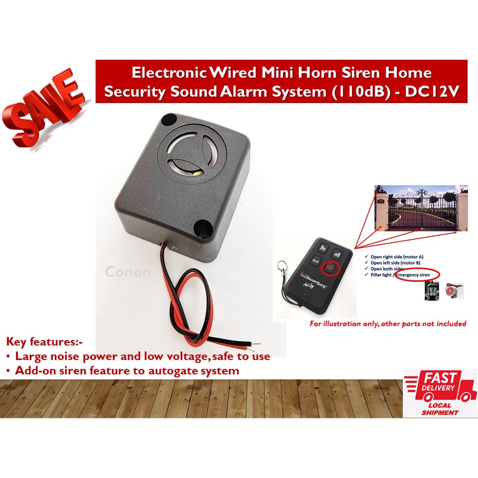 Electronic Wired Mini Horn Siren Home Security Sound Alarm System 110dB ...