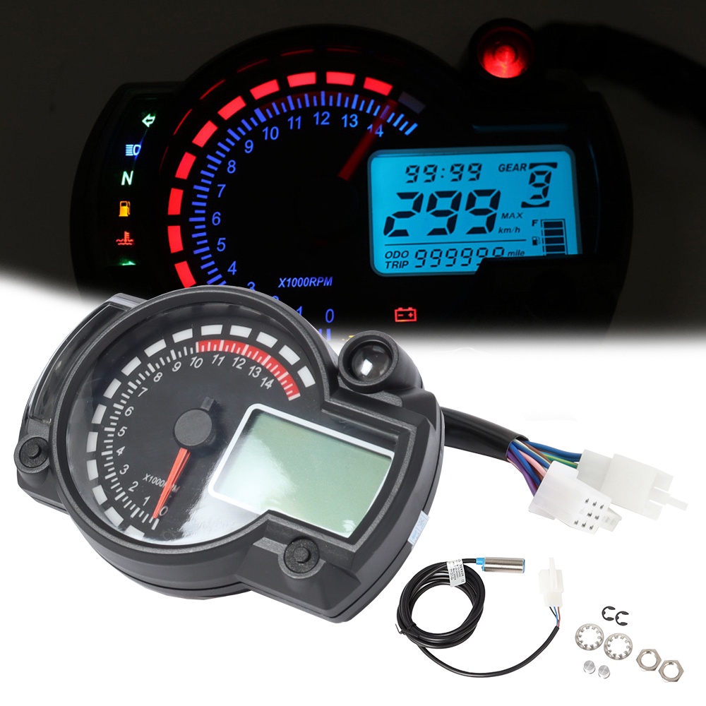7-Color LED Motorcycle RX2N ATV LCD Digital Speedometer Tachometer ...