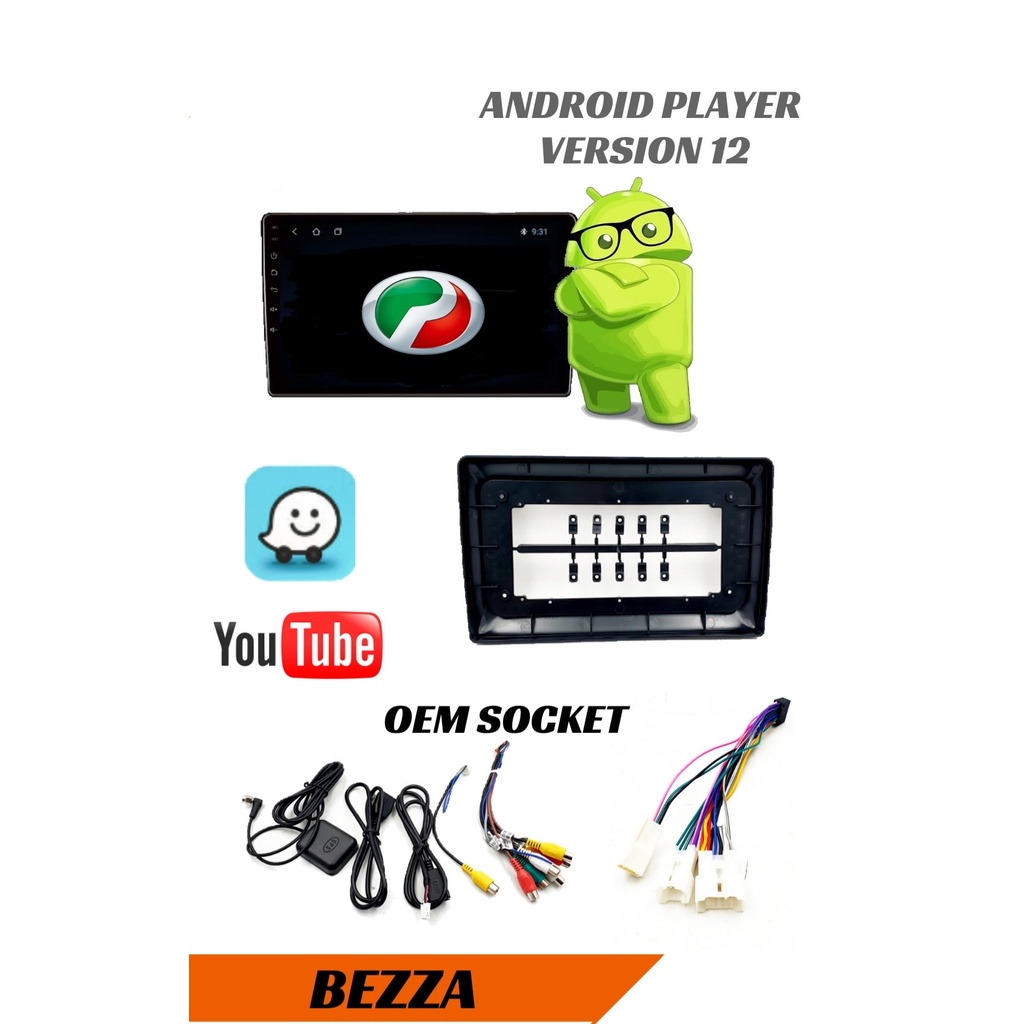 PERODUA BEZZA Android Player Version 12 New T3l 2GB Ram+16GB Rom Q Led ...
