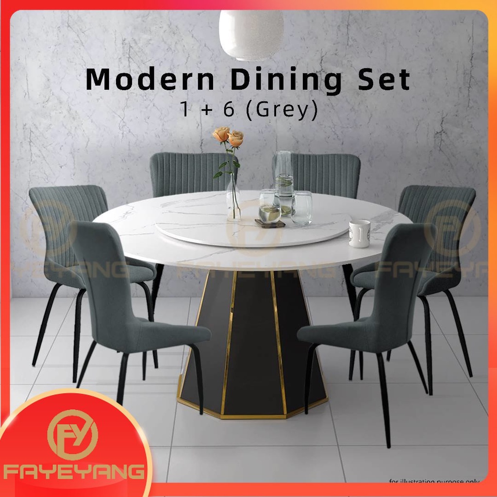 Fayeyang (130+70) 7991 Glossy Sintered stone Round Dining set /Ceramic ...