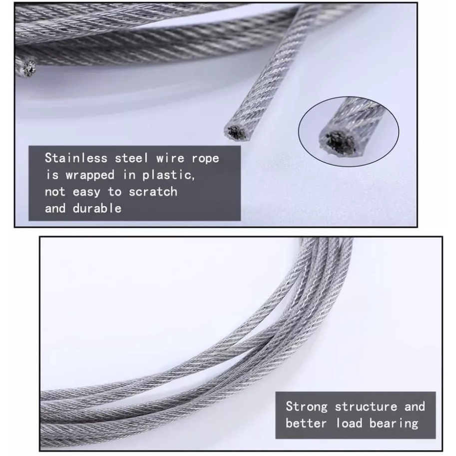 ( Clear Black Red PVC )1-10mm 1.5 2mm 3mm 4mm 5mm 6mm 304 Stainless Steel Wire Rope Sling ...