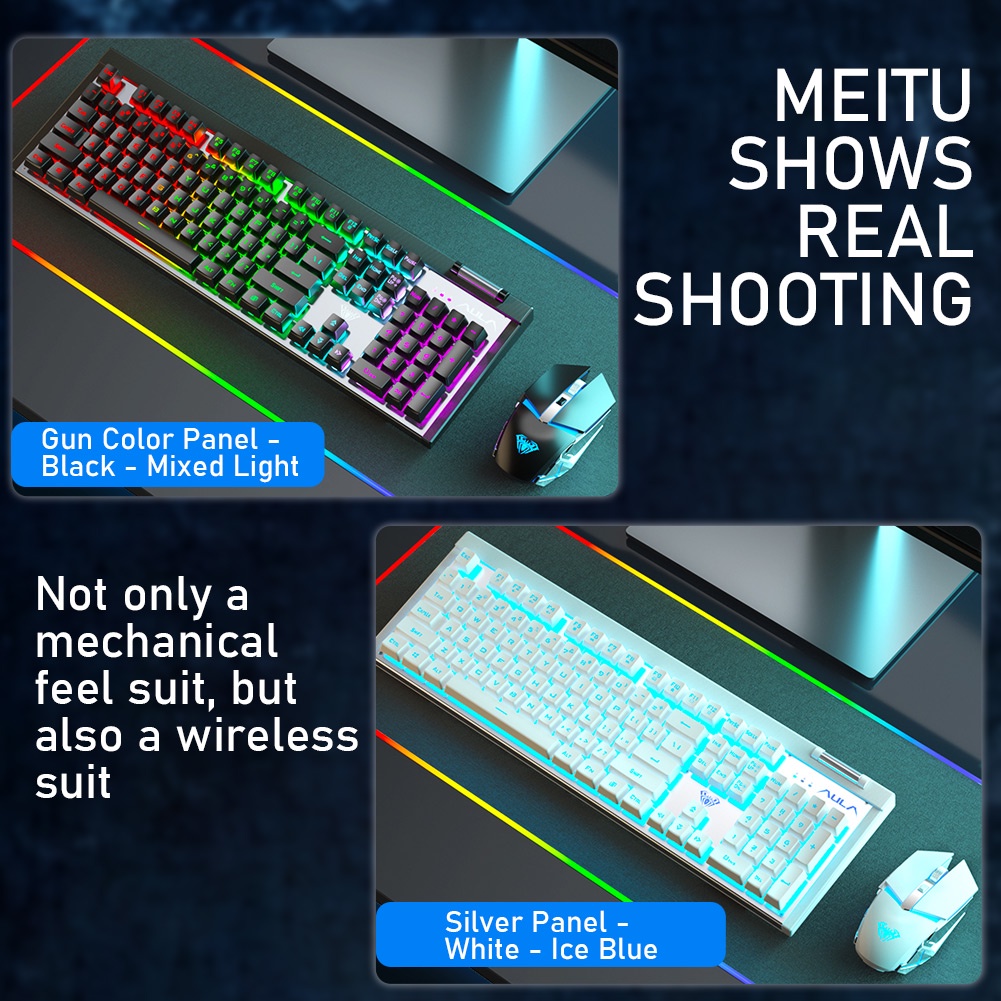 AULA T610 Wireless Gaming keyboard Mouse Combo Mechanical Feel ...