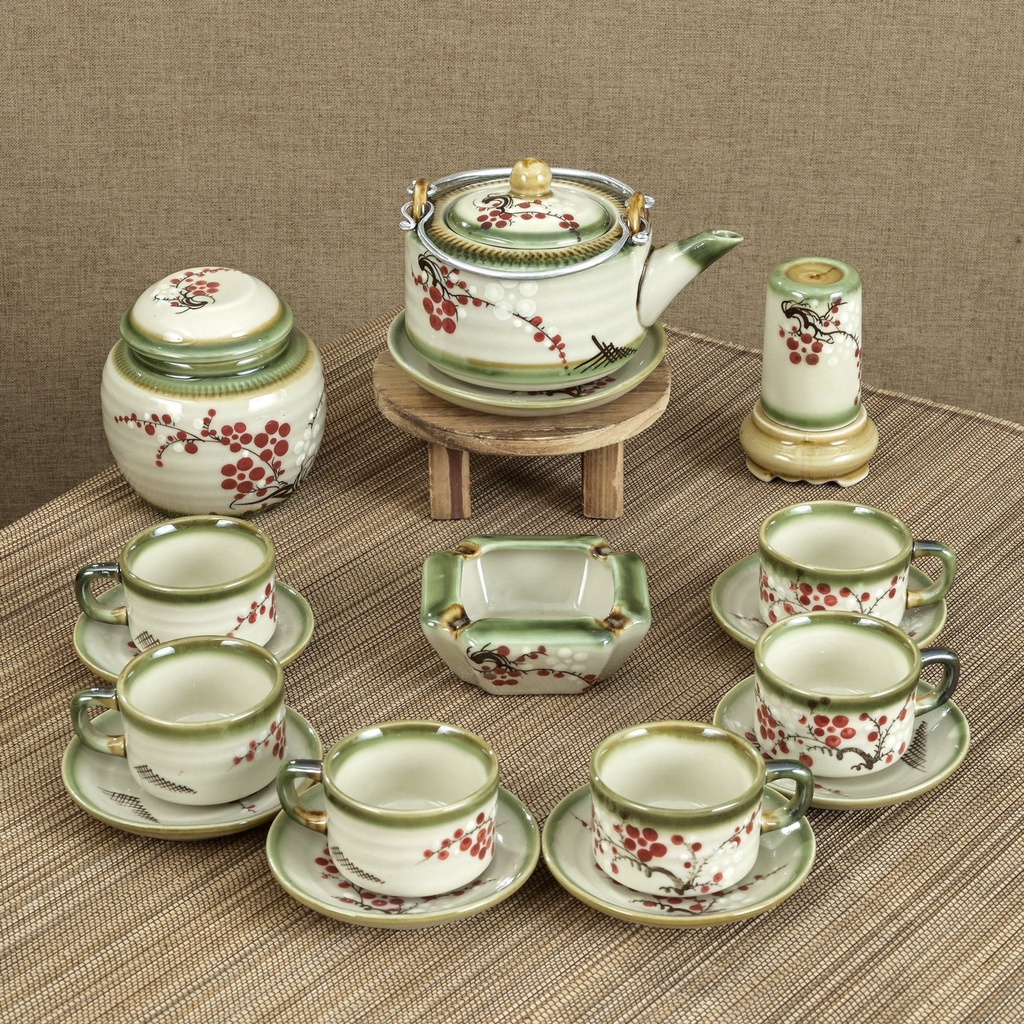 High-quality Bat Trang tea set, ceramic tea set, 400ml Bat Trang tea ...