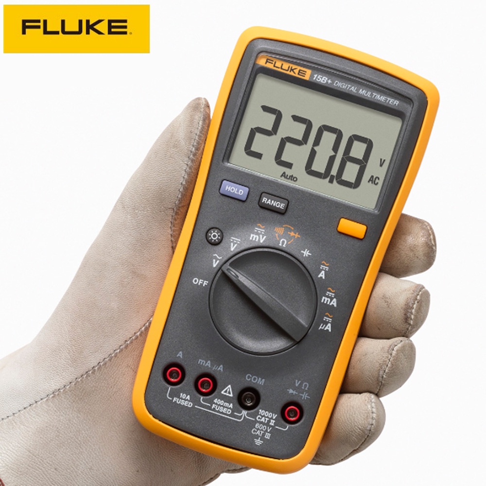 Fluke 15B+ Digital Multimeter Auto Range Probe Multimeter AC/DC Voltage Current Resistance ...