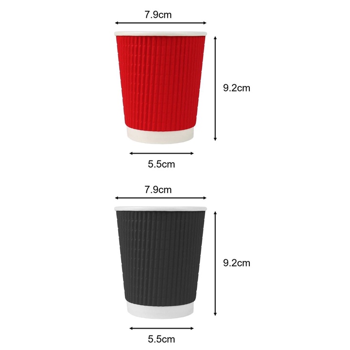 8oz (50pcs) Ripple Red/Black Double Wall Hot cup with Lid / Paper Cup ...