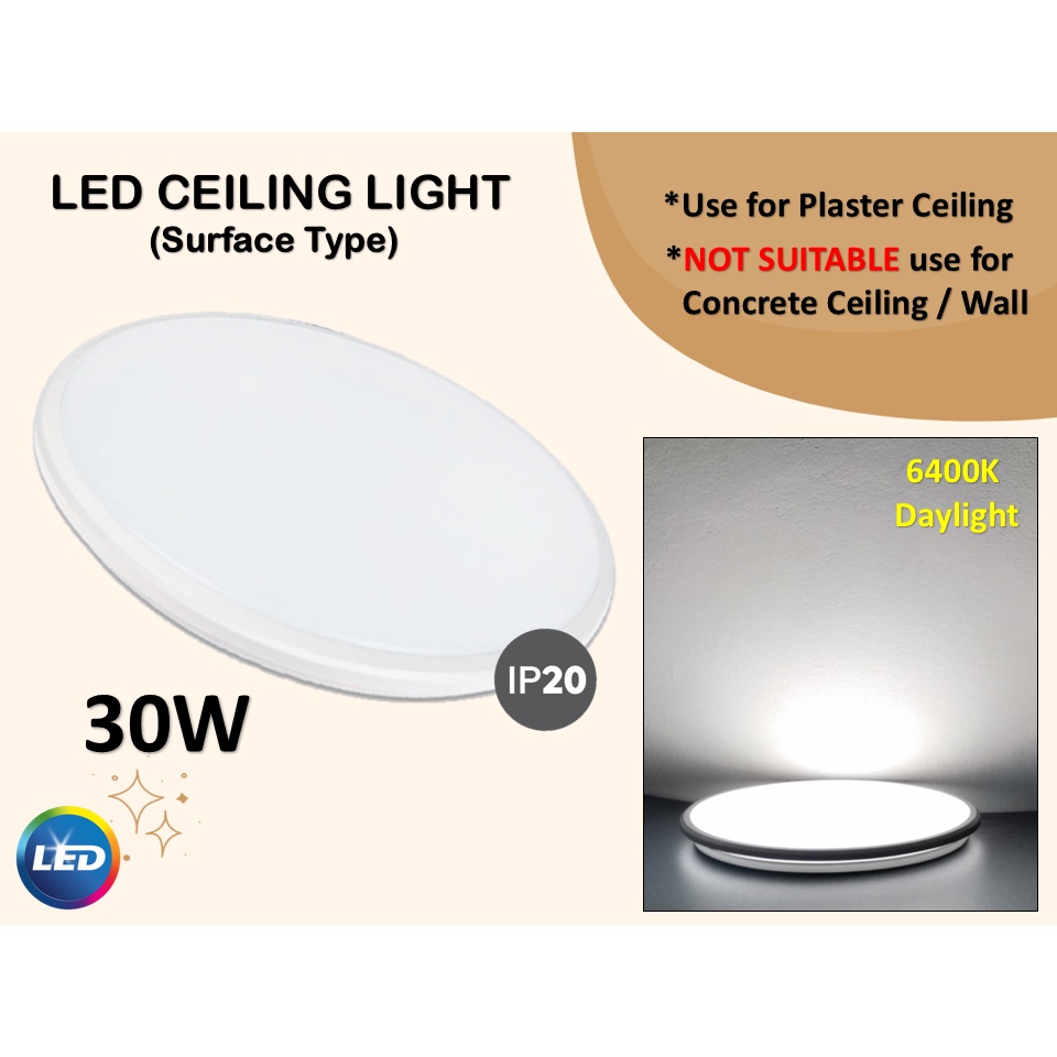 30W LED CEILING LIGHT 6400K DAYLIGHT ROUND SURFACE MOUNTED Model ...