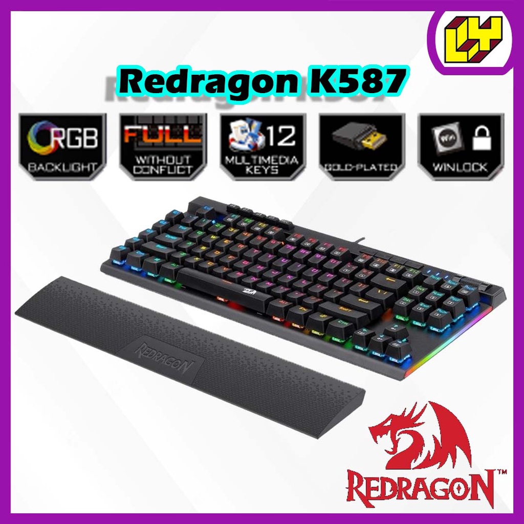 Redragon K587 RGB Backlit Mechanical Gaming Keyboard with Programmable Keys Macro Recording Blue ...