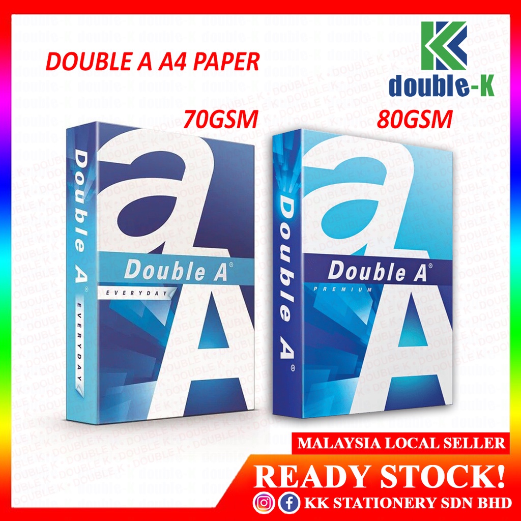 DOUBLE A White Paper A4 Paper 70g/80g 500's - RM 14.90 - RM17.30/ream | Shopee Malaysia
