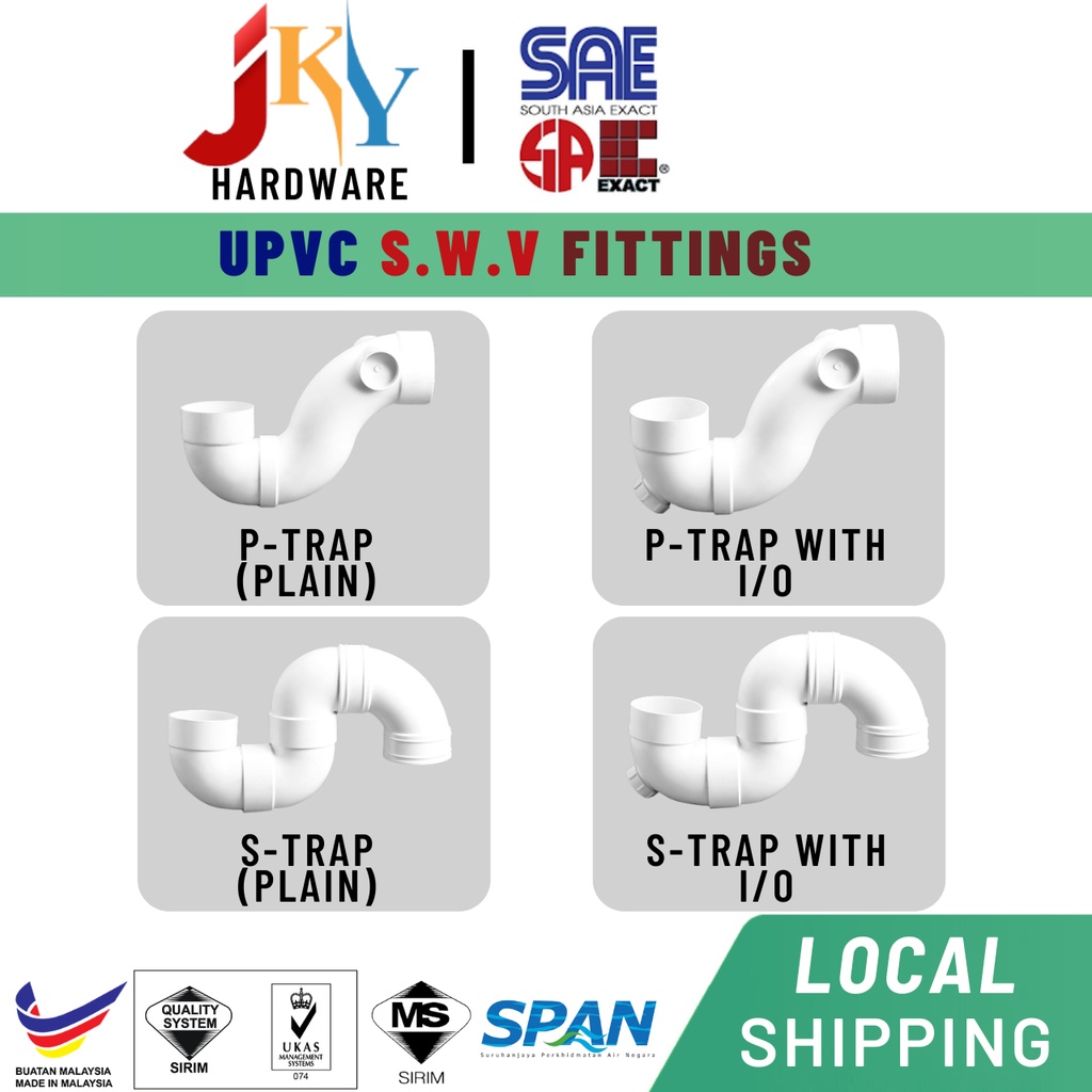 4" 110mm UPVC Fitting S-Trap P-Trap Plain S-Trap with I/O P-Trap with I ...