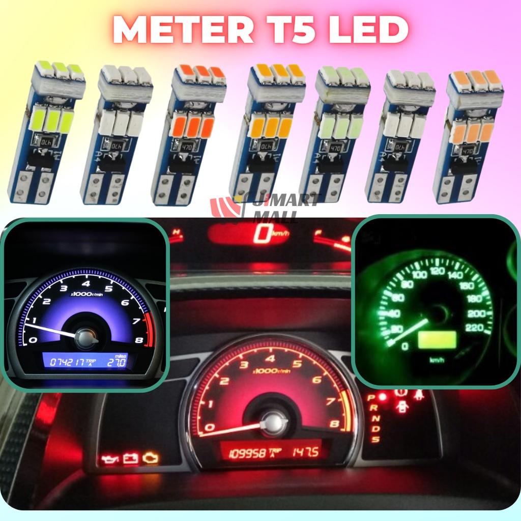 HIGH BRIGHTNESS 9 LED METER BULB T5 SMD W3W Car Light Bulb Dashboard ...