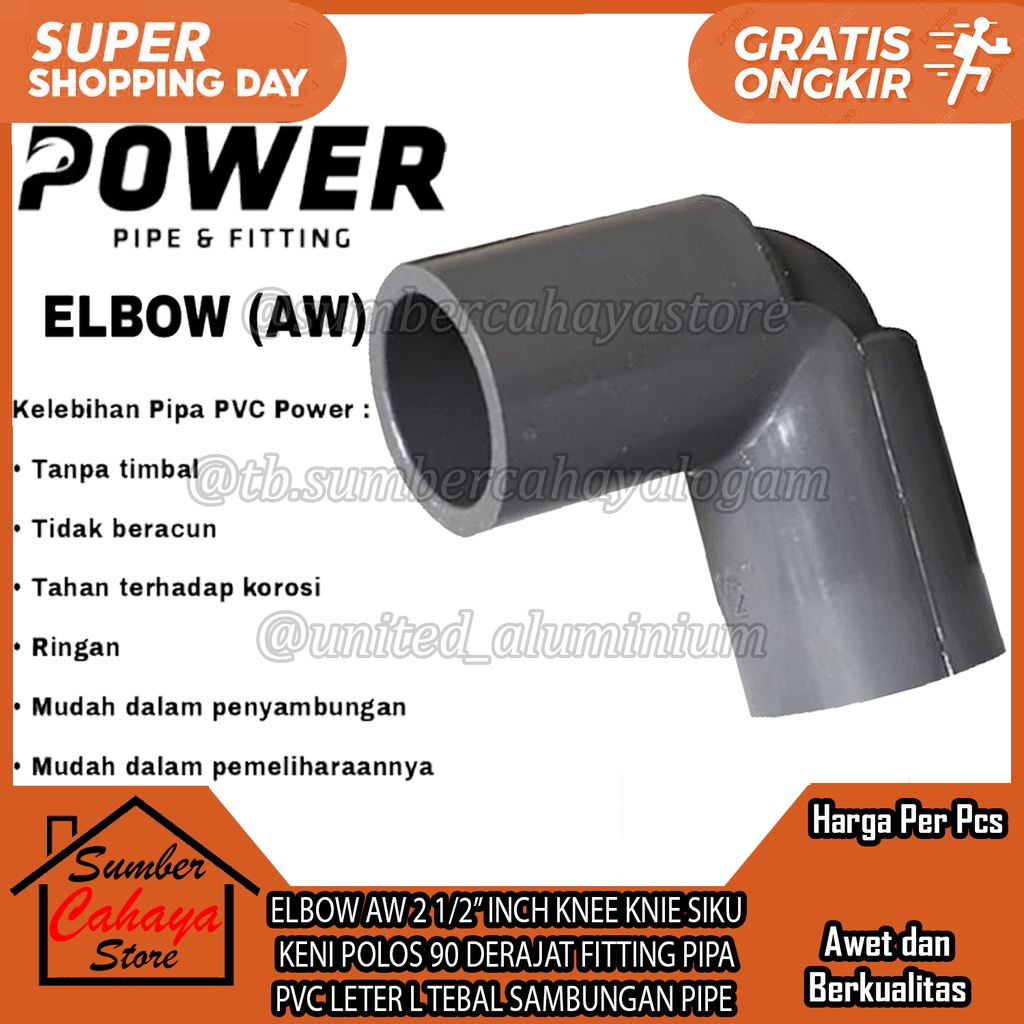 SIKU Knee AW 2 1/2" INCH PVC PIPE Fittings POWER KENI ELBOW Plain 90 ...