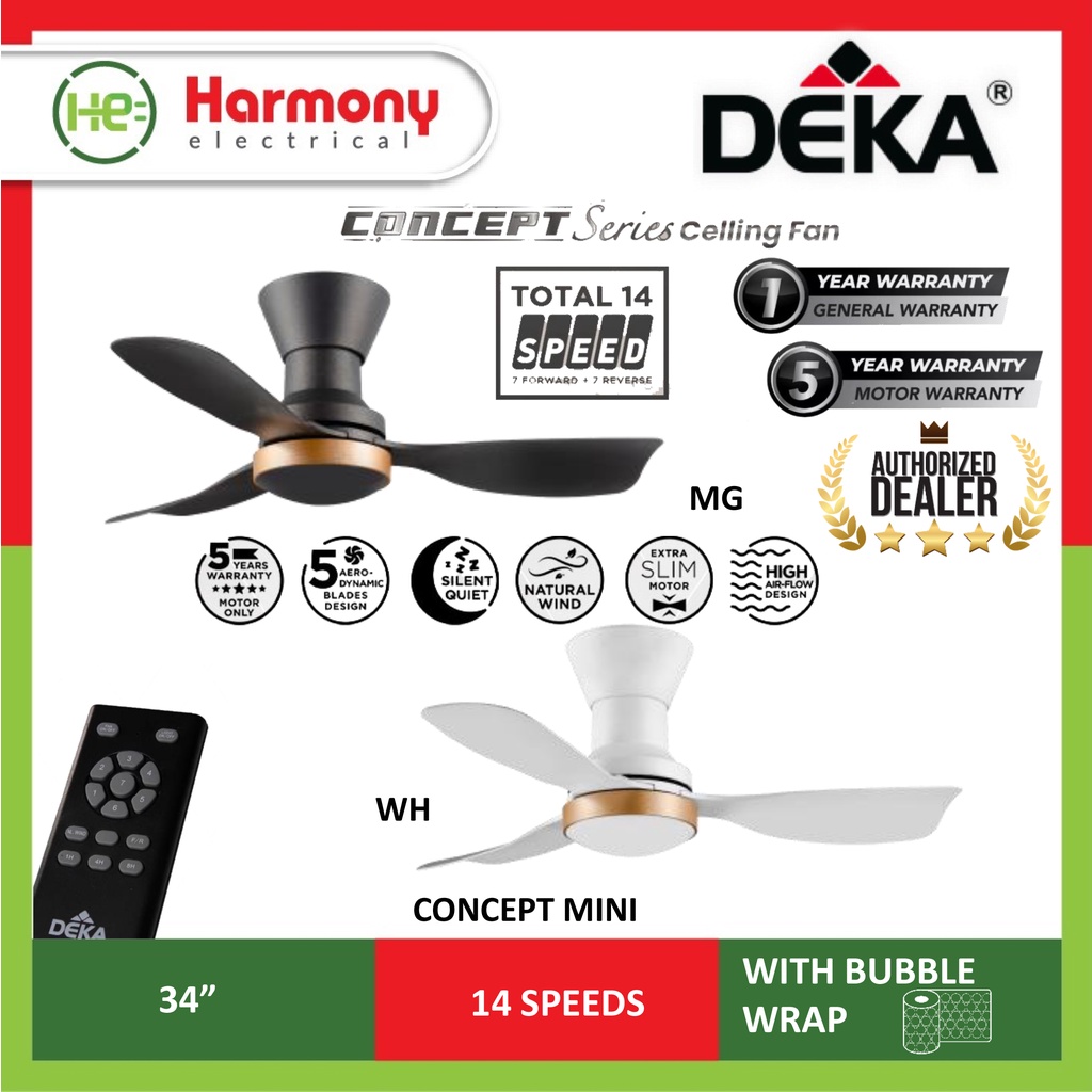 DEKA CONCEPT MINI / CONCEPT MINI LED 34" Ceiling Fan 3 Blades DC Motor ...