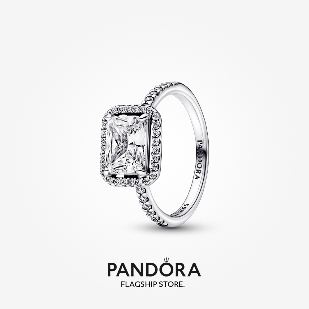 Pandora Rectangular Sparkling Halo Ring | Shopee Malaysia