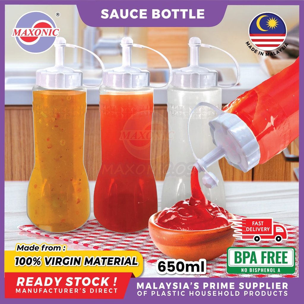 MAXONIC 320/650ML SAUCE BOTTLE WITH LID | BOTOL SOS MAYONIS/KETCHUP ...