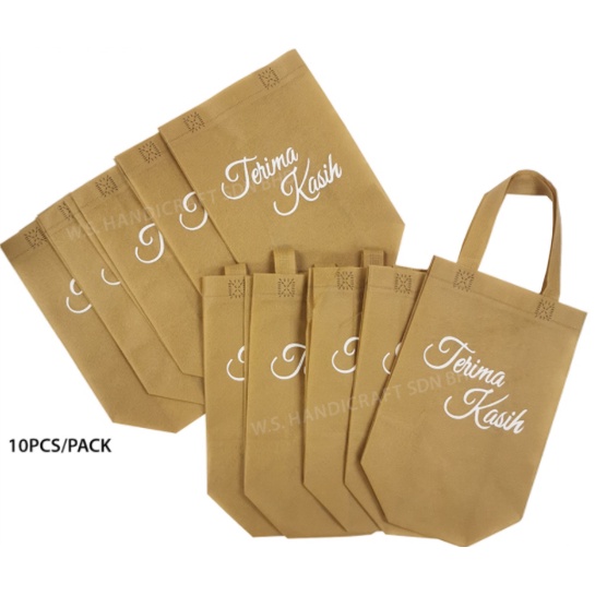 10pcs Beg Kain Bertapak Tebal Goodies Bag with Handle and Bottom ...