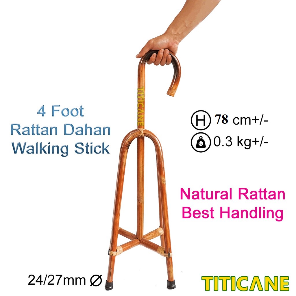 TITICANE 4 Foot Walking Stick [ 31 Inch ] [ Tongkat Rotan ] [ Rattan ...