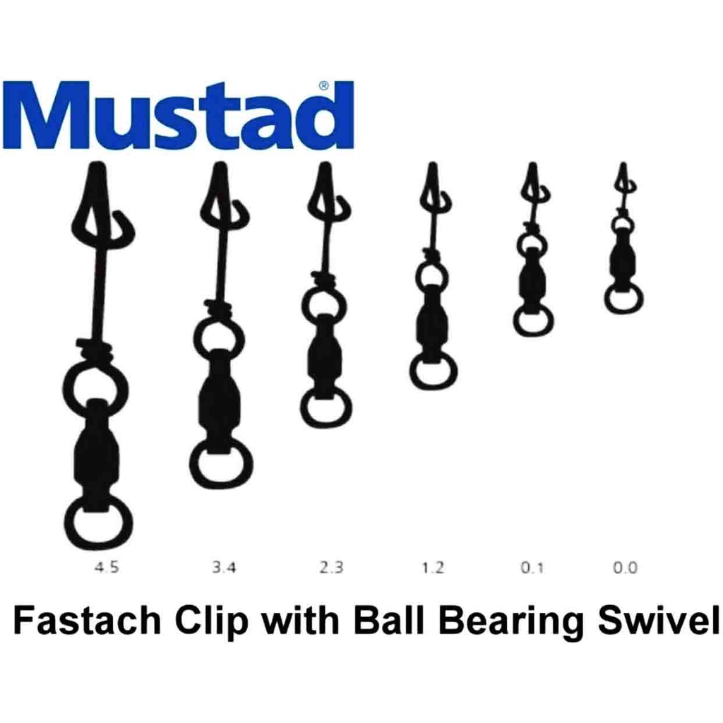 Mustad Ultra Point Fastach Clip With Ball Bearing Fishing Swivel (Ref ...