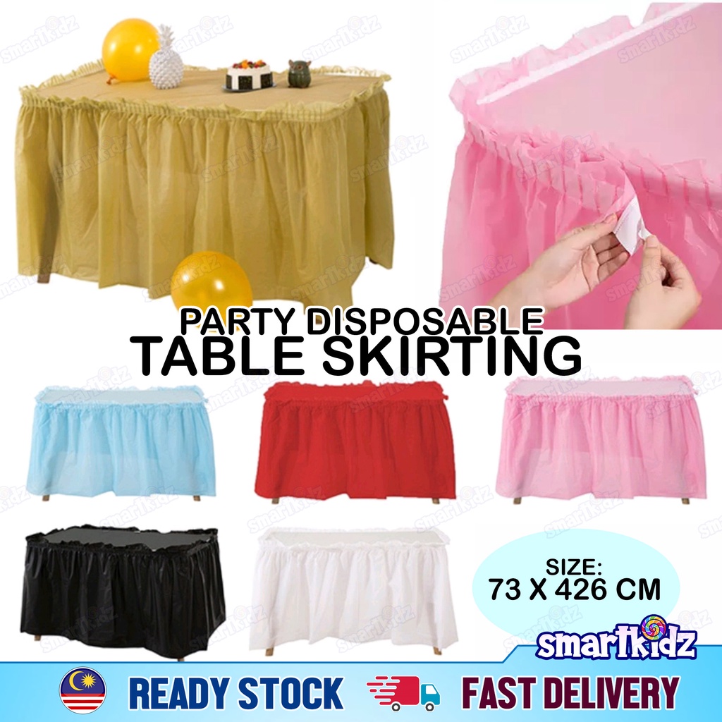 [1pcs] PEVA Disposable Party Table Skirting | Meja Birthday Festival ...