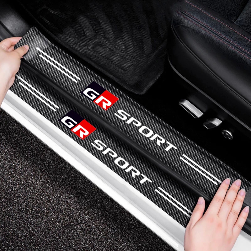 GR Sport Car Door Sill Carbon Fiber Scratch Sticker Trunk Protection ...