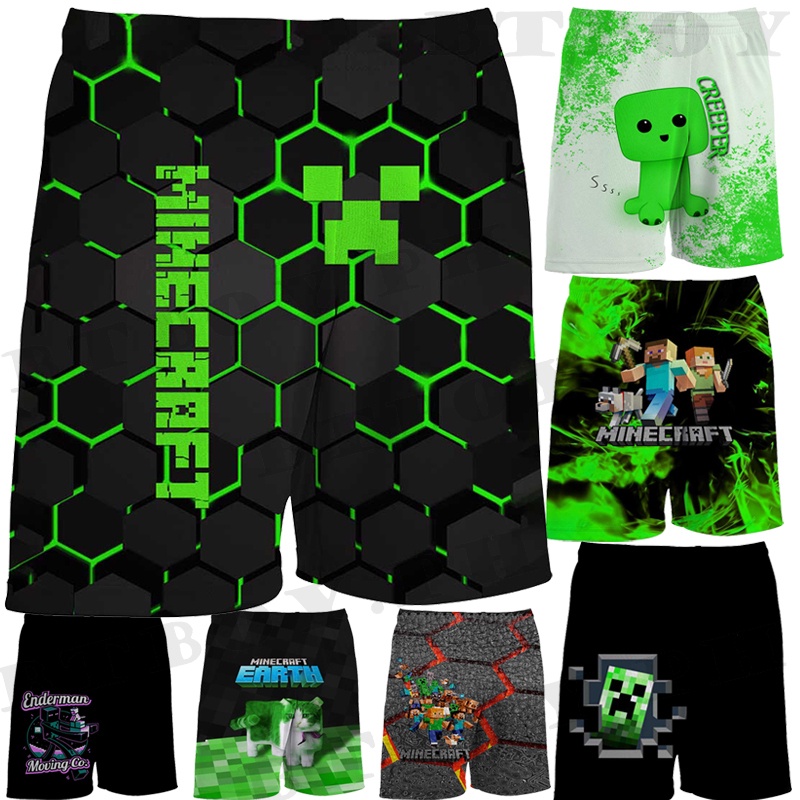 Minecraft Short Kids Pants Cartoon Cosplay Beach Shorts | Shopee Malaysia