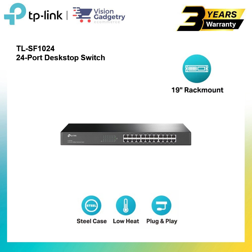 TP-Link TL-SF1024 24-Port 10/100 Rackmount Switch Desktop Network ...