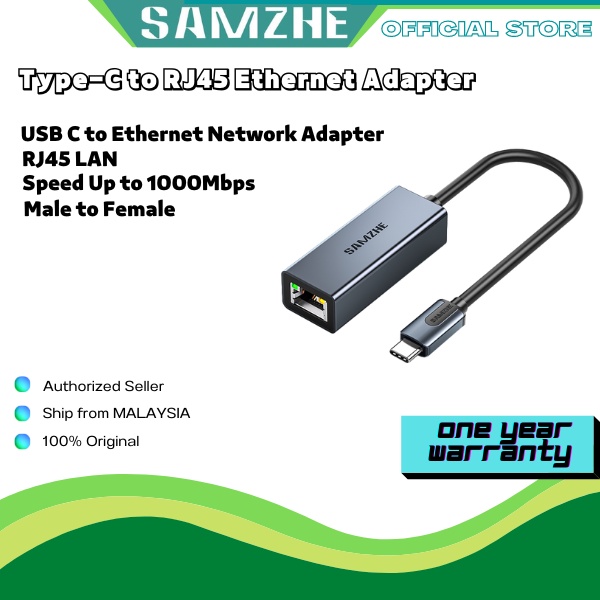 SAMZHE USB-C to Ethernet Adapter Type-C to RJ45 1000Mbps Ethernet LAN ...