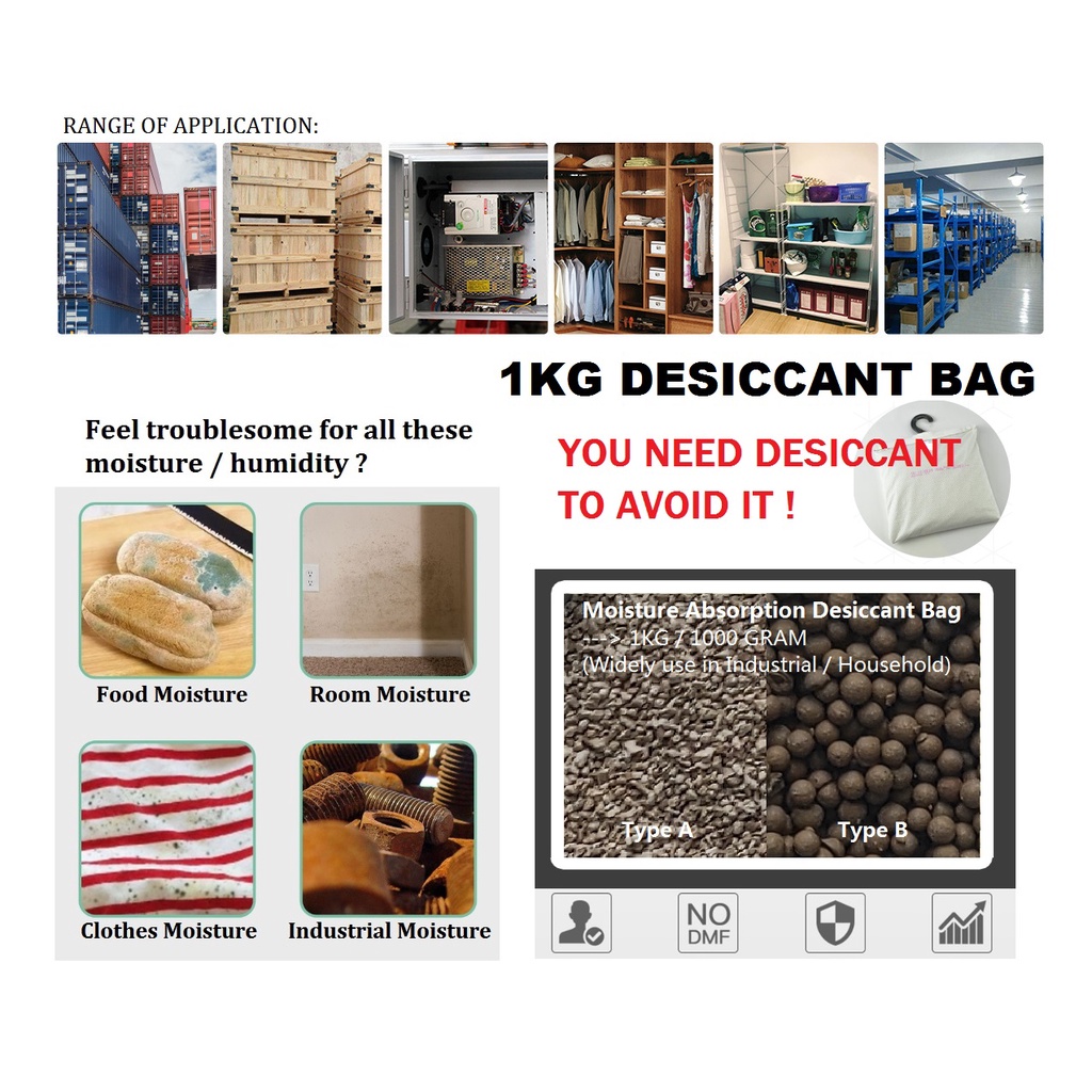 CT1297 1KG Container Moisture Absorbent Desiccant Packet Cargo Wardrobe ...