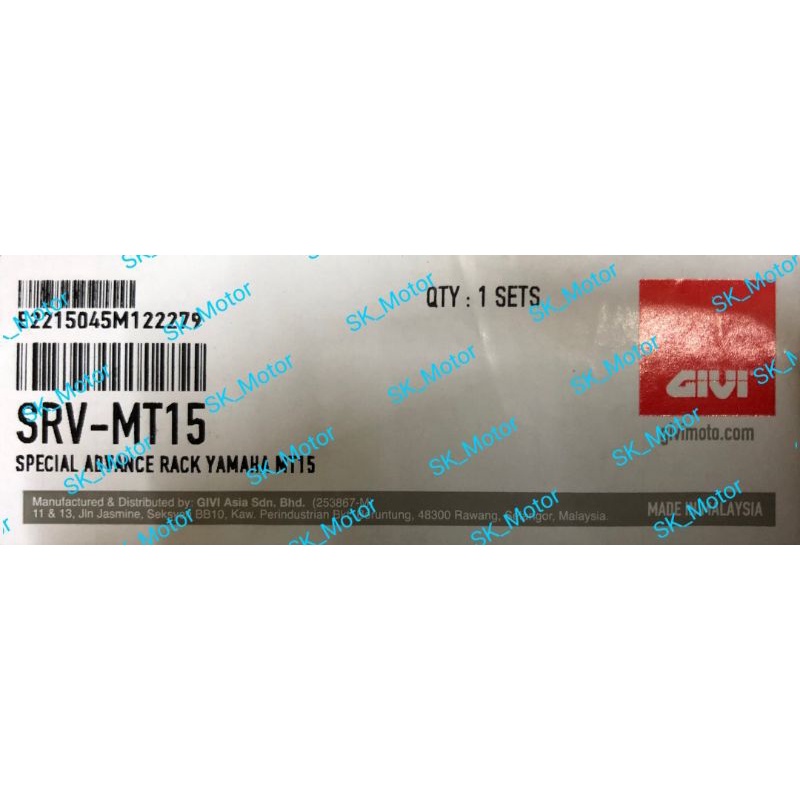 GIVI Yamaha R15M / FZ150 Fi FZ New (2014) / R15 / R25 / MT-25 MT-15 SRV ...