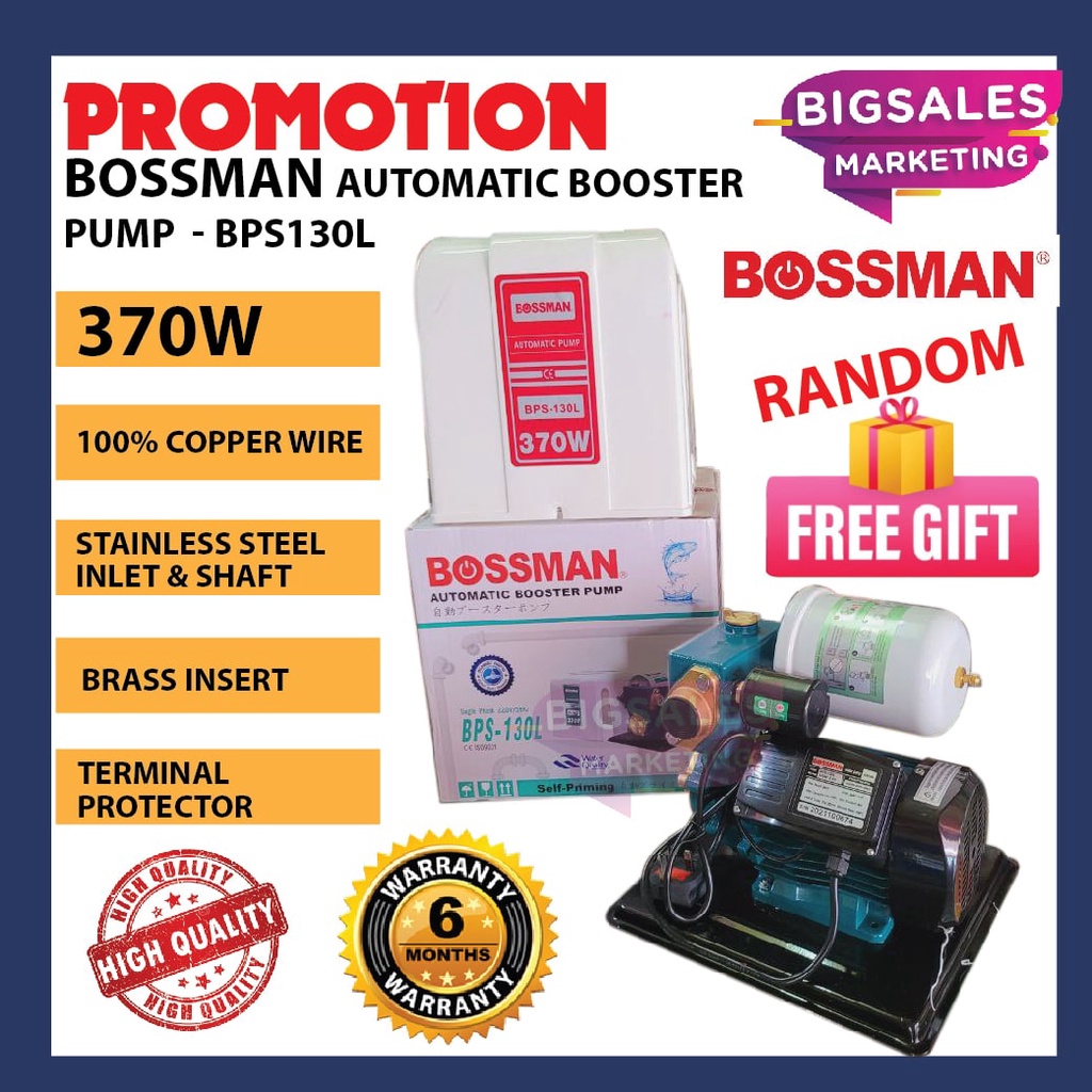 370W BOSSMAN Automatic Booster Pump 0.5HP BPS130L WITH FREE GIFT / Pam ...