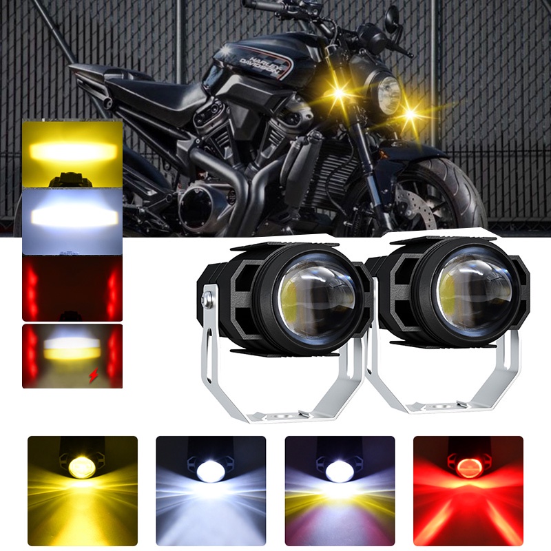 90W*2 Automobile Spotlights Motorcycle Tricolor Multi-mode Burst ...