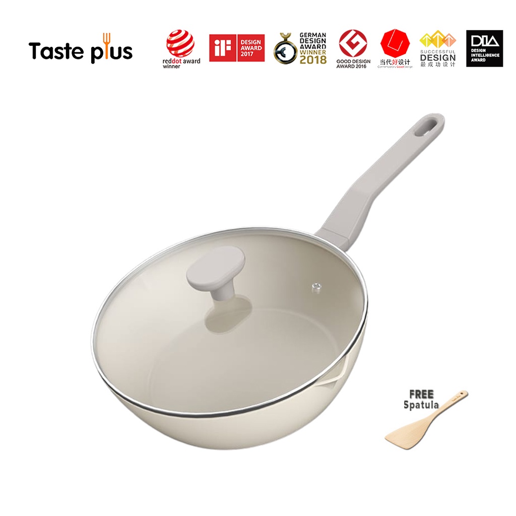 [Taste Plus] MOTOEI Swiss ILAG® XERADUR2 PFOA Free Ceramic NonStick Pan FREE Wood Shovel &Lid ...