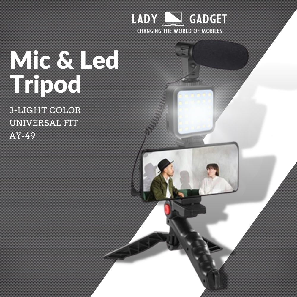 AY-49 Selfie LED Ring Light Tripod Stand with Mic Video Making Kit ...