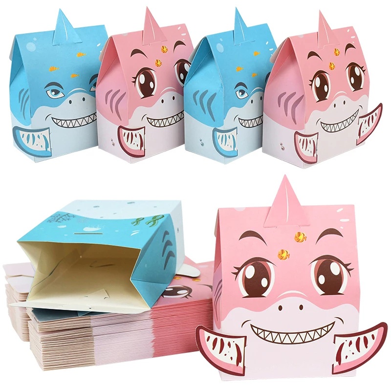 50Pcs Shark Party Candy Box Paper Gift Boxes Bag Under the Sea for Baby ...