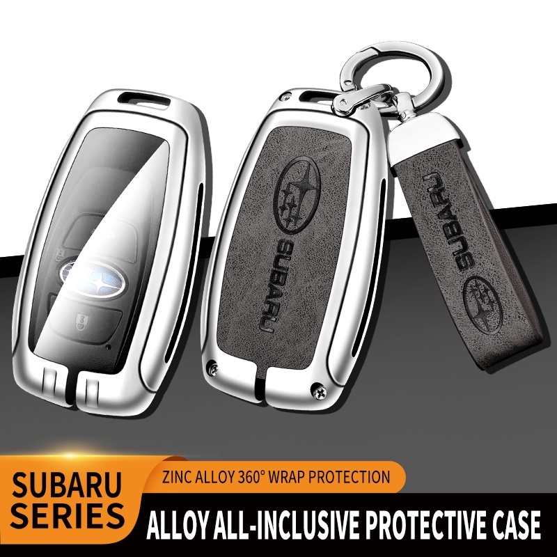 [ SUBARU ]Car key sleeve new metal key chain universal genuine leather ...
