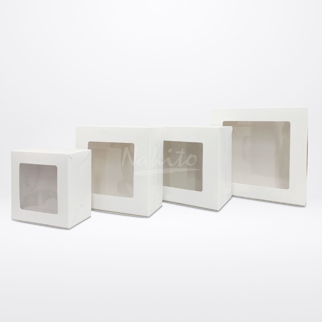 【50/100pcs] Cake box window 6x6x3 7x7x3 8x8x3.5 8x8x5 10x10x3.5 Kuih ...