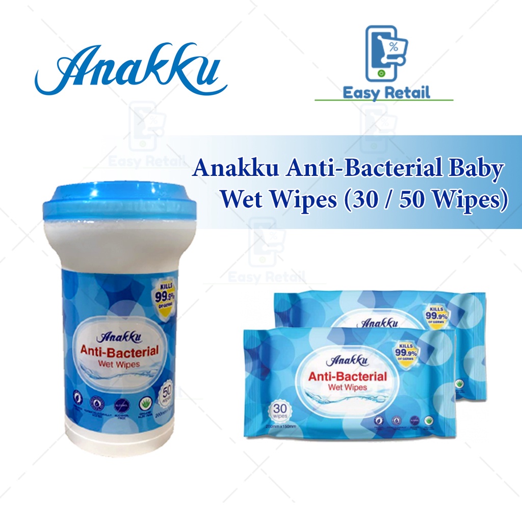 Anakku Antibacterial Baby Wet Wipes / Tissue / Tisu Basah Bayi Fragrance Free 30 pcs / 50 pcs ...